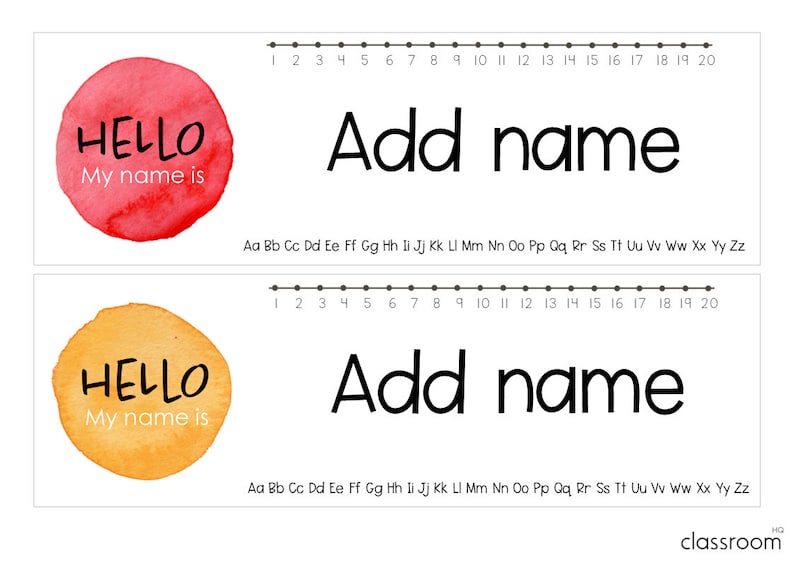 Watercolor Rainbow Theme Classroom Decor Editable Student Desk Labels ...