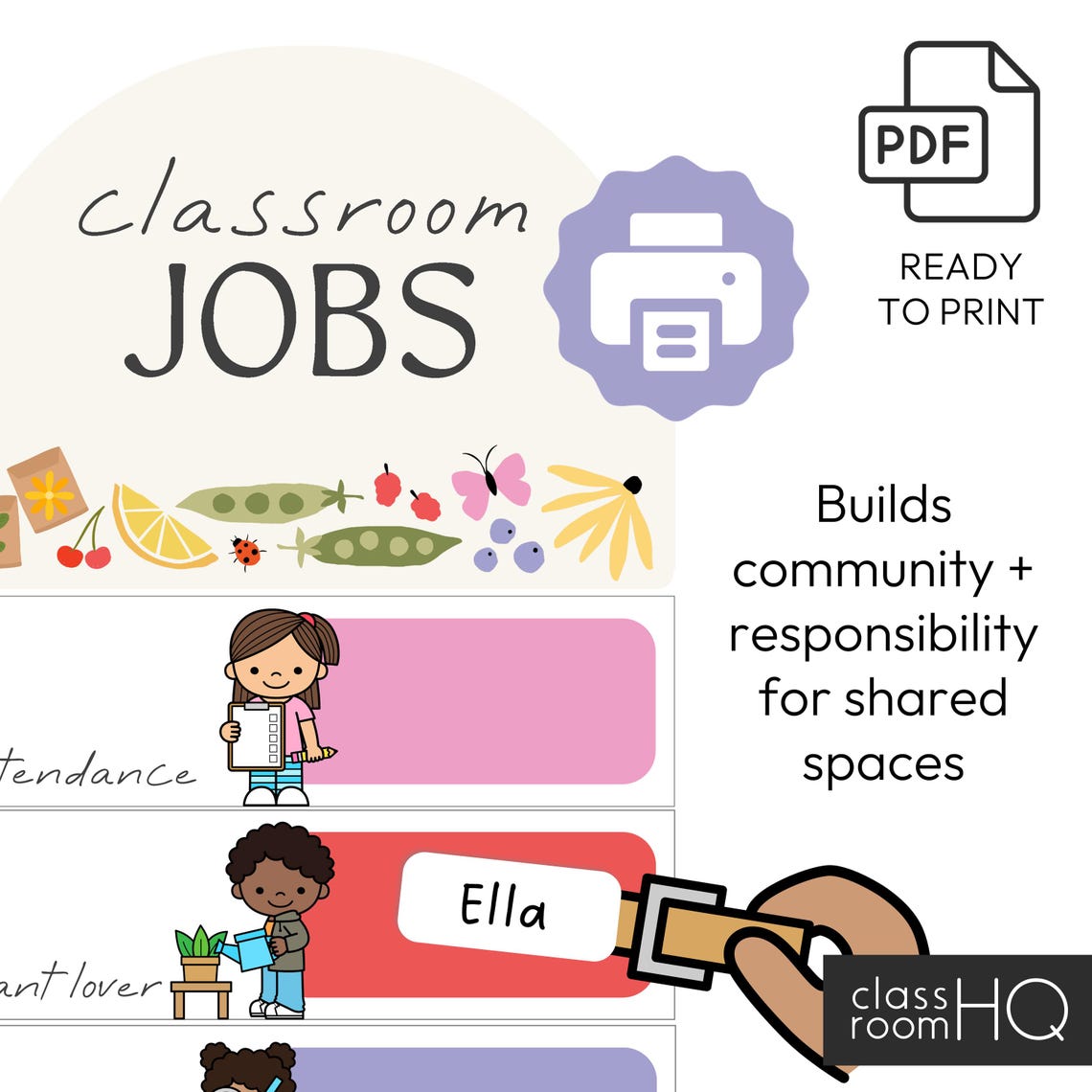 Editable Classroom Jobs Display | SPRING GARDEN Classroom Decor ...