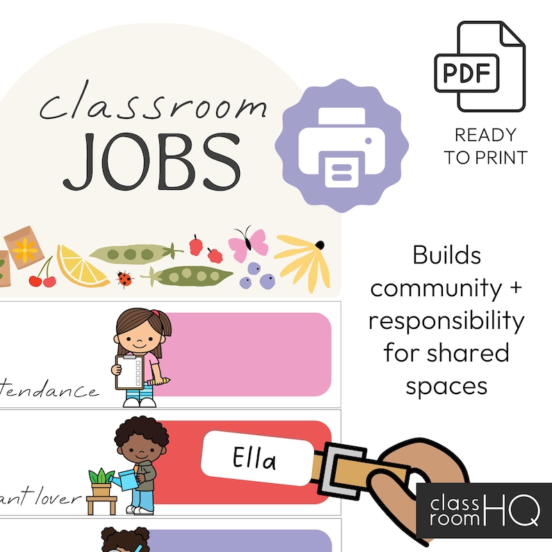 Editable Classroom Jobs Display | SPRING GARDEN Classroom Decor ...