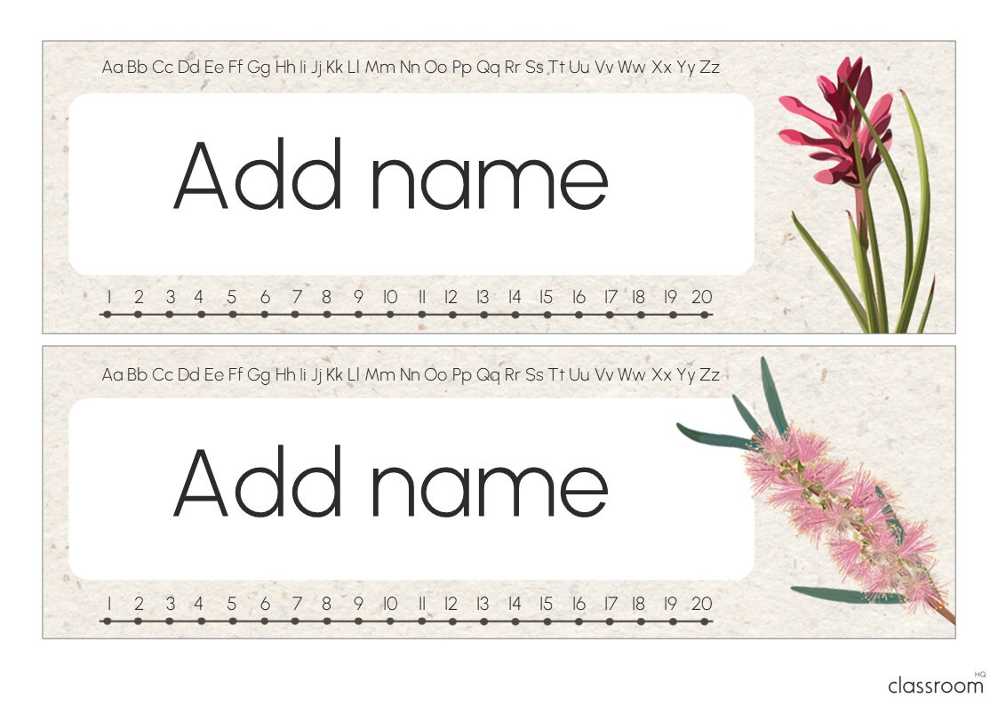 AUSSIE FLORA Editable Desk Plates - Etsy