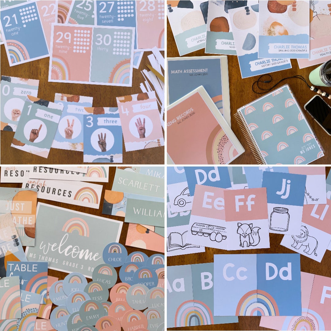 Modern BOHO RAINBOW Classroom Decor Complete Bundle - Etsy