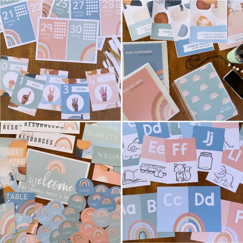 Boho Rainbow Flowers Classroom Posters Easy and Modern - Etsy Canada