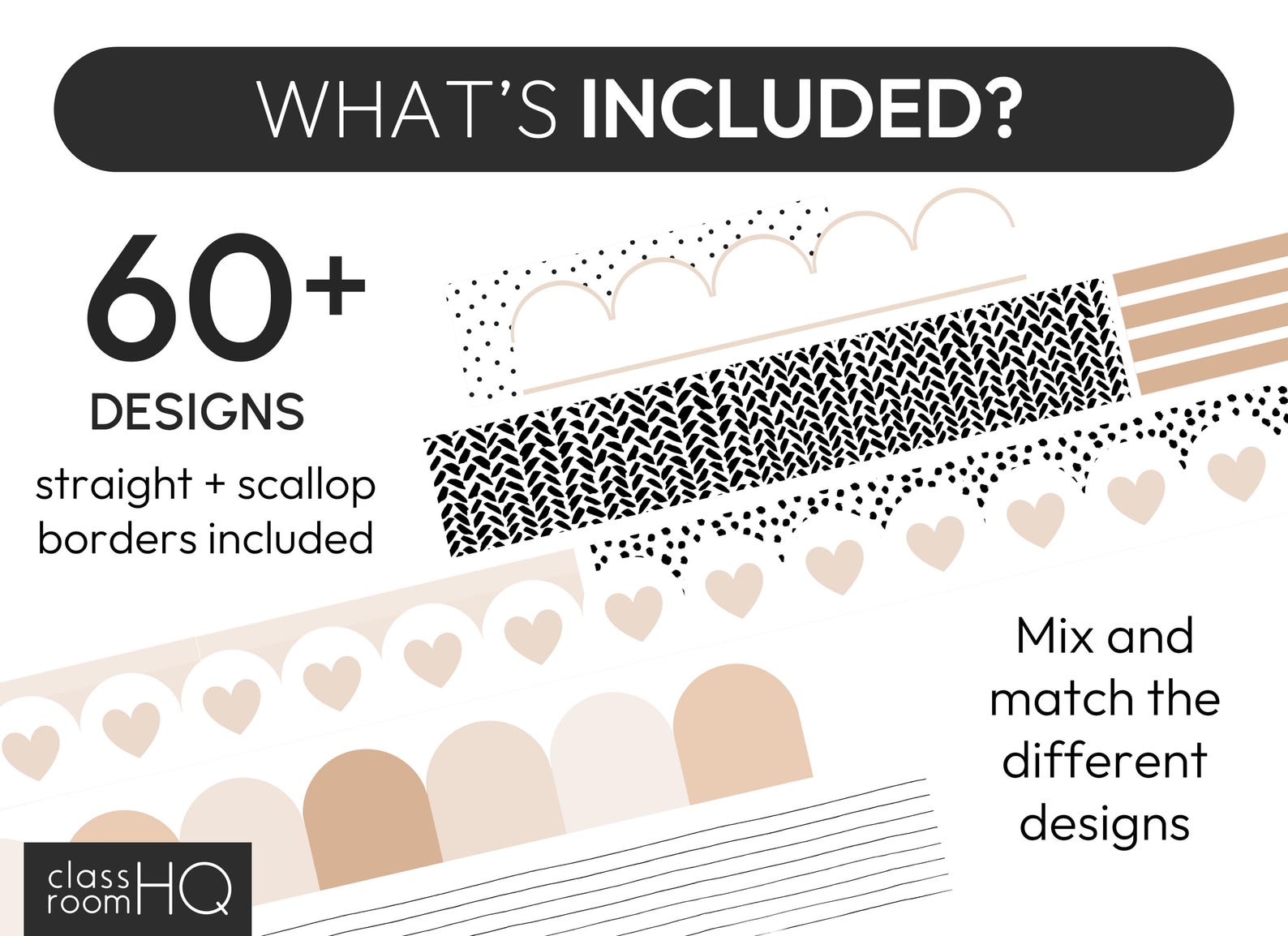 Neutral Classroom Decor Class Bulletin Board Borders | B+W NEUTRALS ...