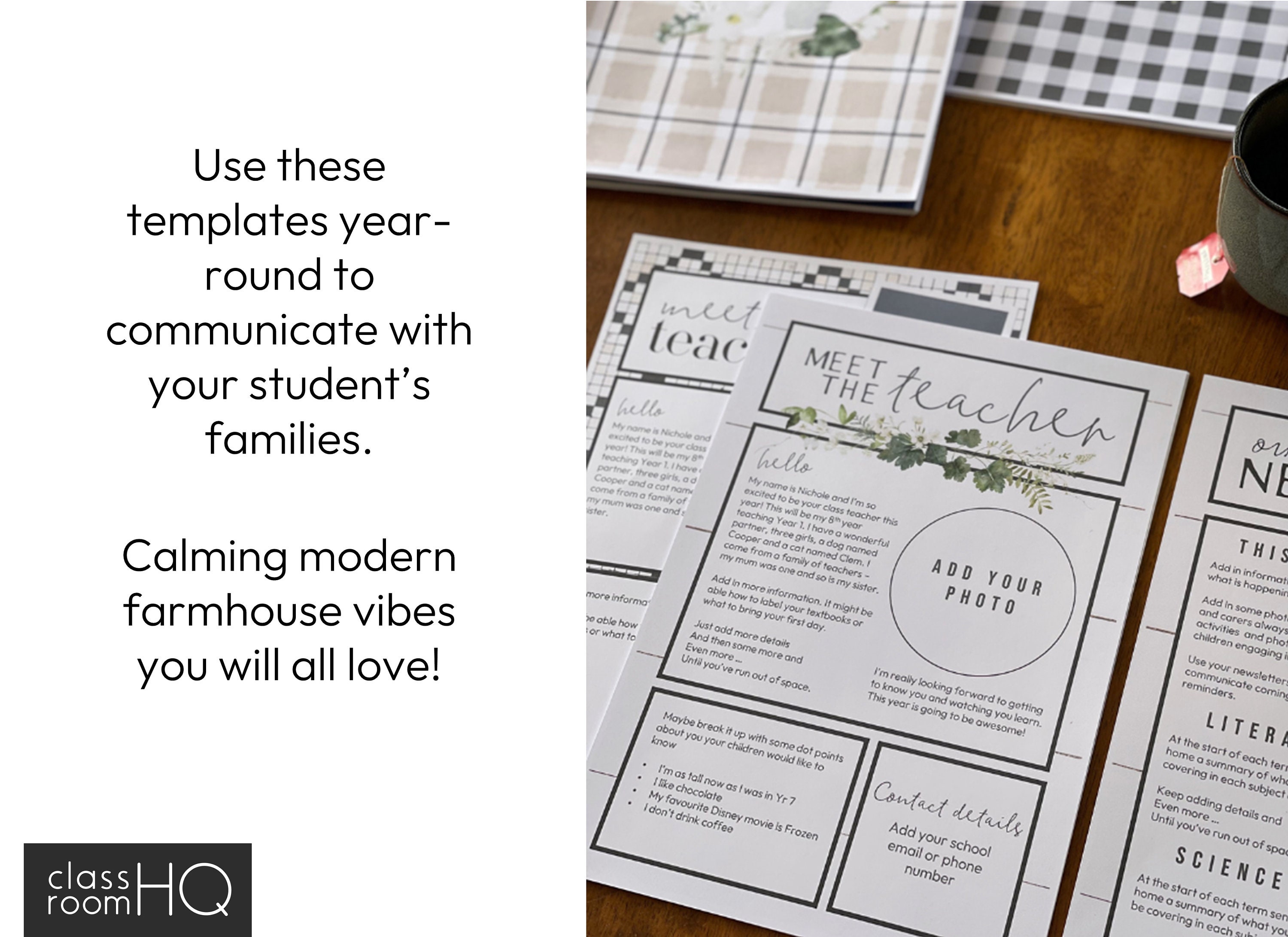 Botanical Greenery Theme Classroom Decor Editable Meet the Teacher ...