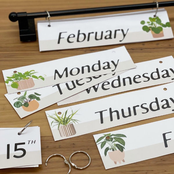 PLANT LIFE Classroom Flip Calendar | Leafy Potted Indoor Plant ...