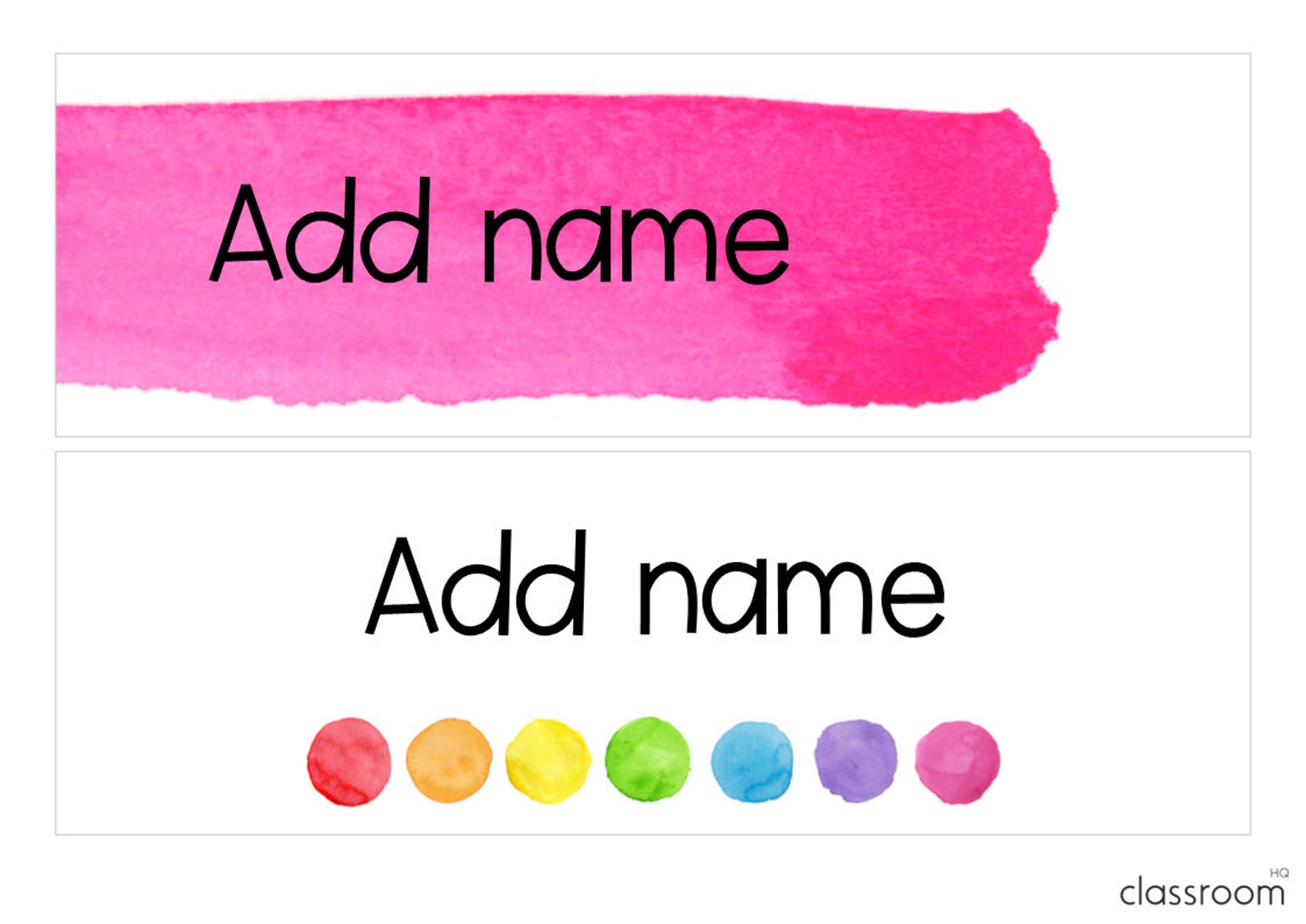 Watercolor Rainbow Theme Classroom Decor Editable Student Desk Labels ...