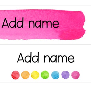 Watercolor Rainbow Theme Classroom Decor Editable Student Desk Labels ...