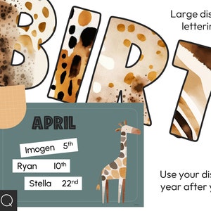 Wild Animal Zoo Theme Editable Class Birthday Bulletin Board Display ...