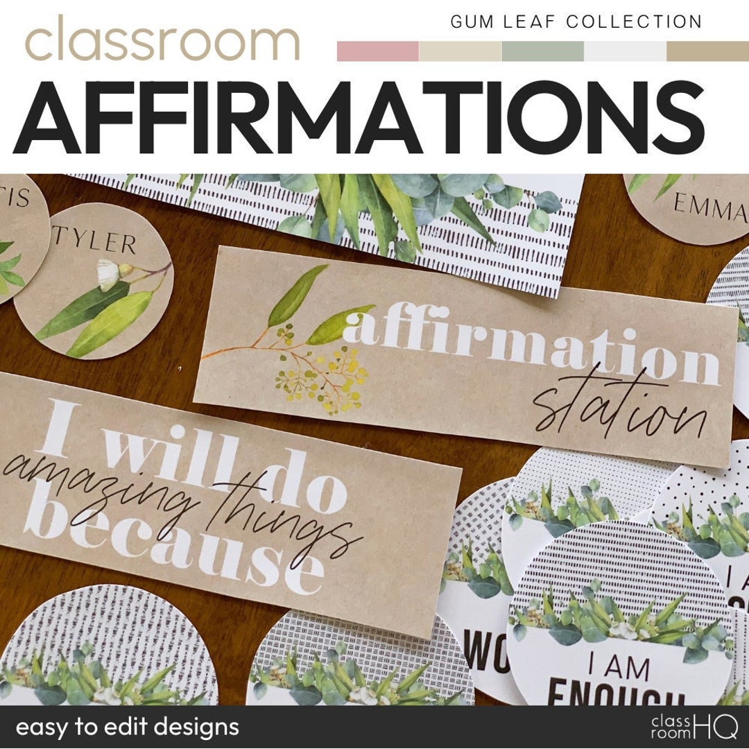 GUM LEAF Affirmation Station | Eucalyptus Class Theme - Etsy