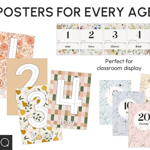 Vintage Cozy Natural Theme Classroom Decor Number Posters | COTTAGECORE ...