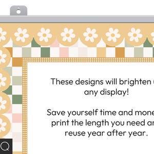 Calm Retro Daisy Editable Bulletin Board Borders HAZY DAISY Classroom ...