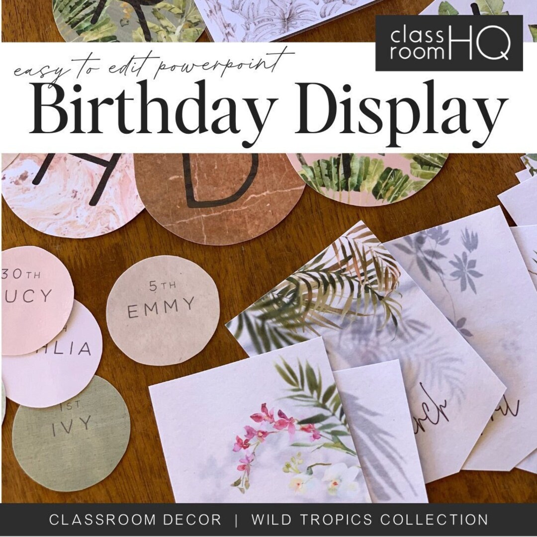 WILD TROPICS Classroom Birthday Display Vintage Tropical Classroom ...
