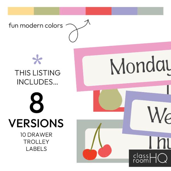 Editable 10 Drawer Teacher Trolley Labels | SPRING GARDEN Pastel ...