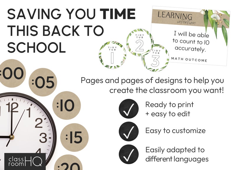 Australian Eucalyptus Natural Theme Editable Classroom Labels + Signs ...