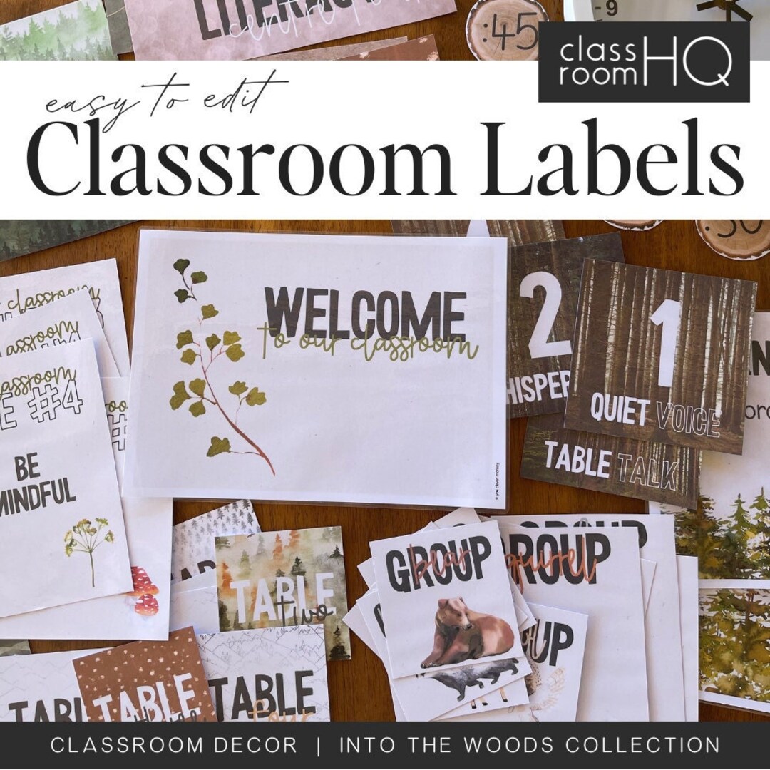 Woodland Forest INTO THE WOODS Classroom Labels Signs Pack - Etsy