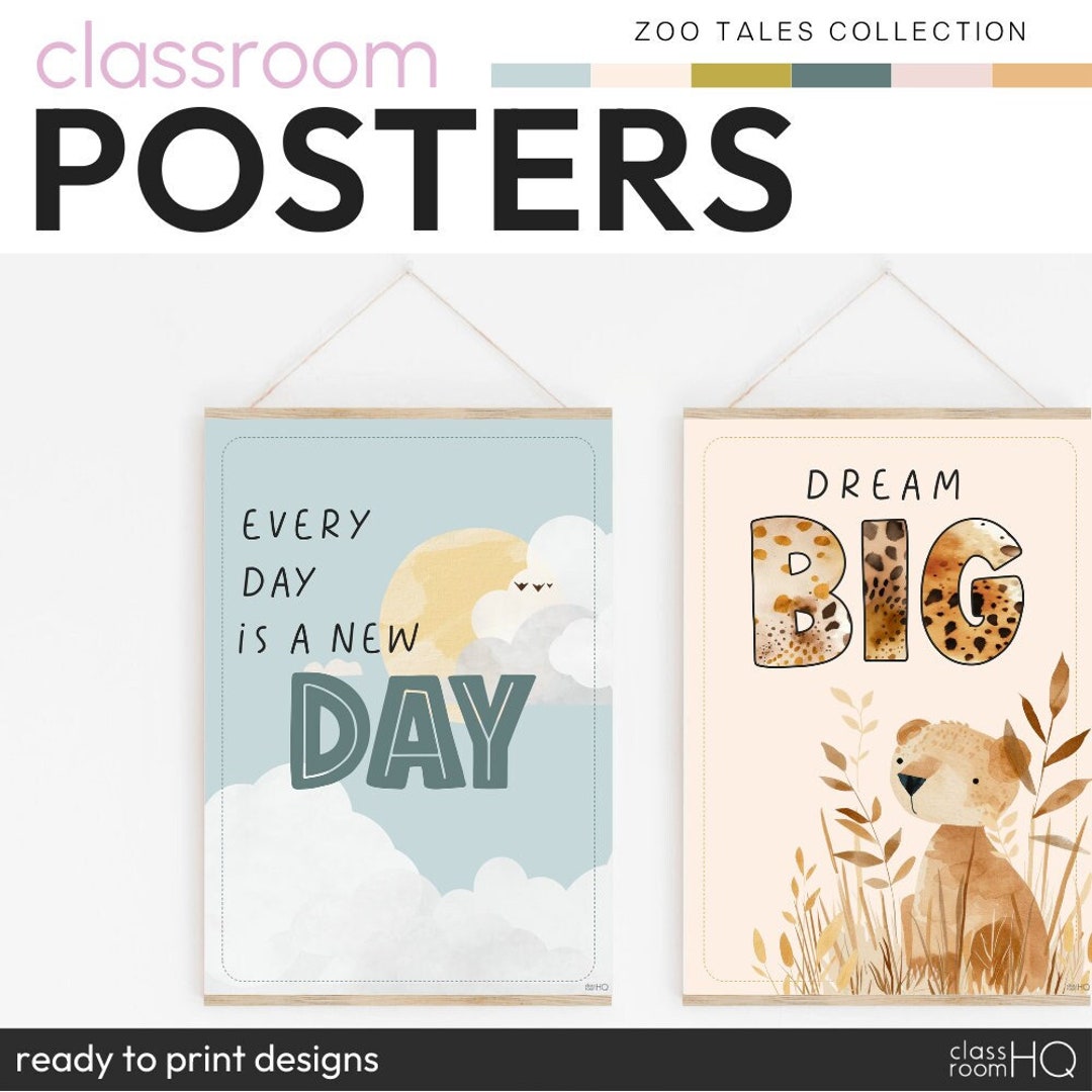 Wild Zoo Animal Theme Inspirational Classroom Posters ZOO TALES ...