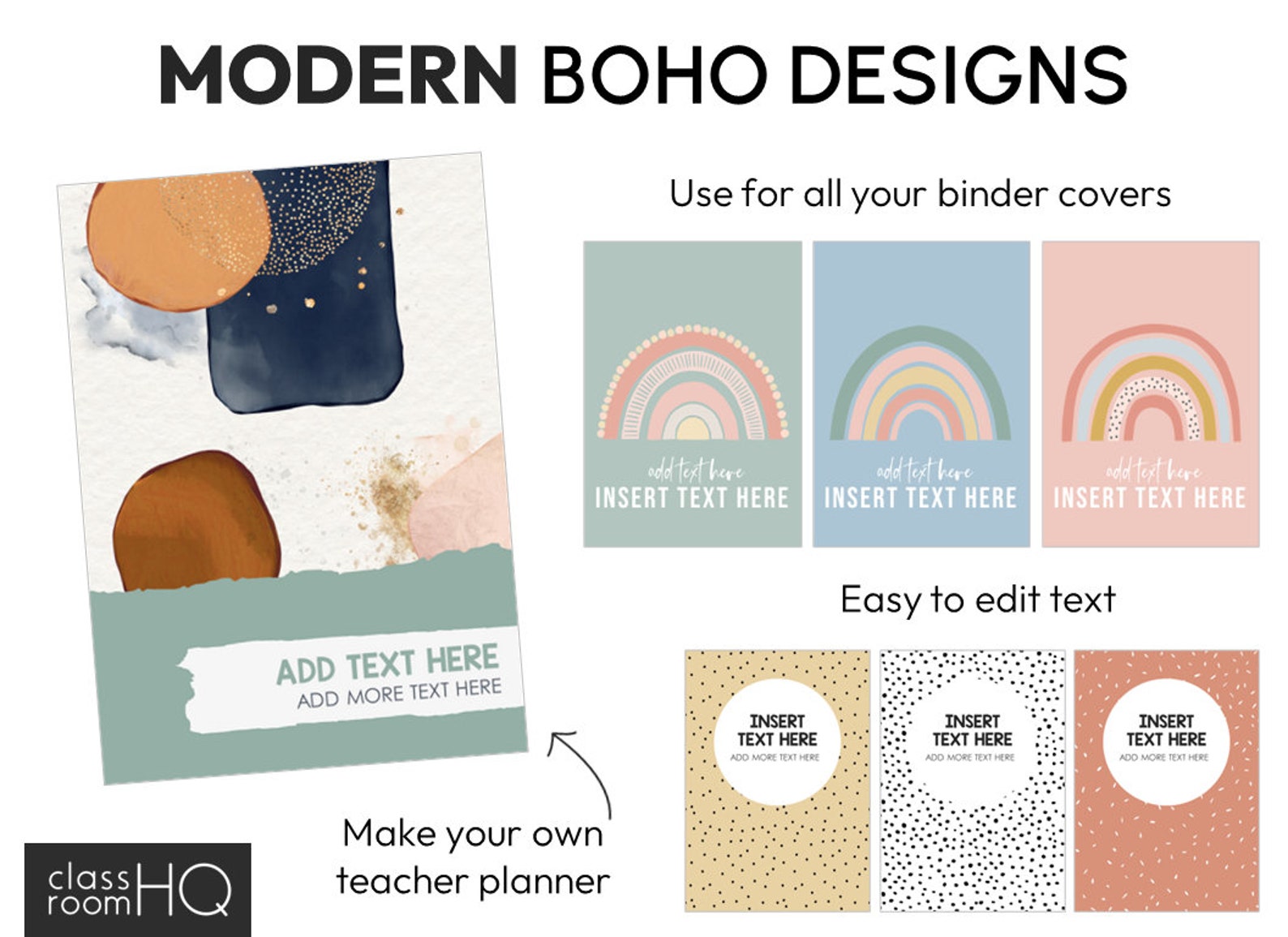 Modern BOHO RAINBOW Binders Book Covers Pack - Etsy