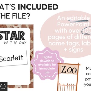 Zoo Animal Theme Classroom Decor Class Labels + Signs Pack | ZOO TALES ...
