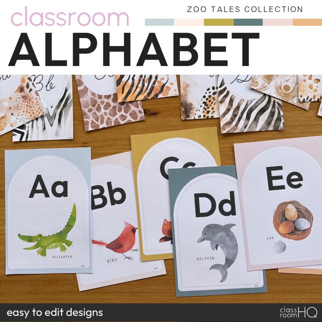 Wild Animal Zoo Theme Classroom Decor Alphabet Posters | ZOO TALES ...