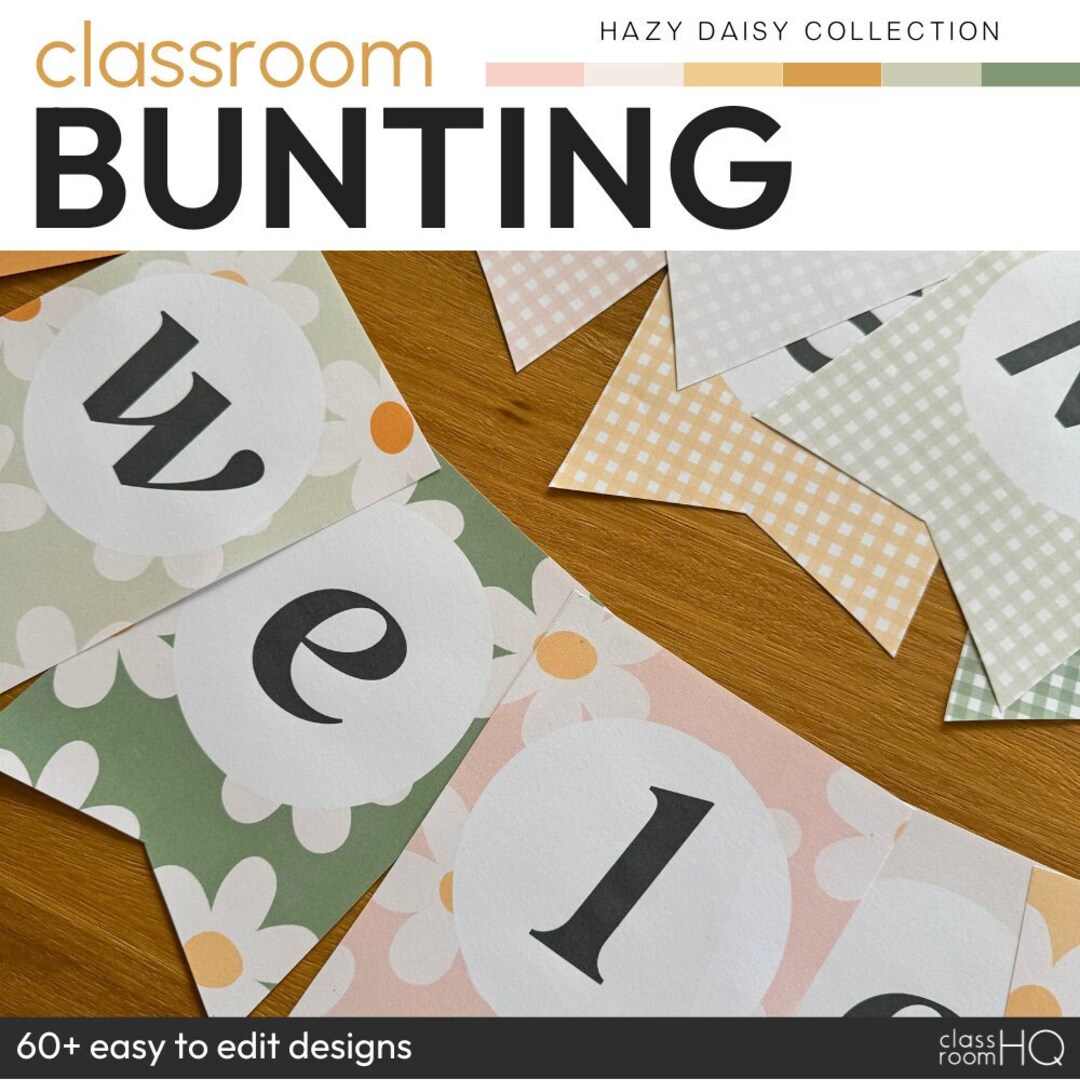 Vintage Retro Daisy Calm Classroom Theme Editable Bulletin Board ...