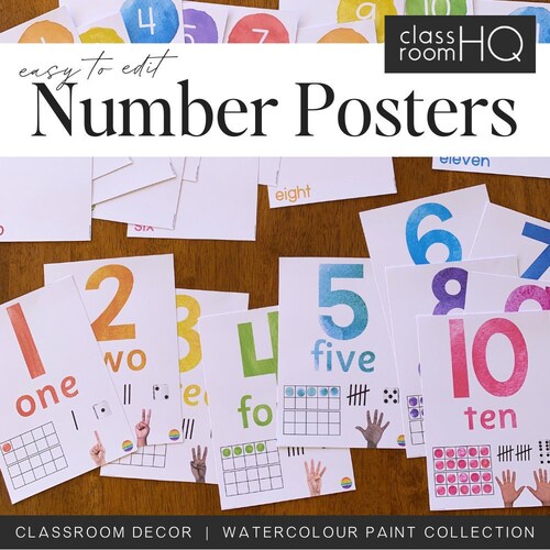 Rainbow Watercolor 0-20 Number Posters With Tens Frames - Etsy