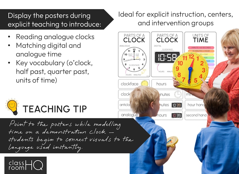 Telling Time Posters + Word Wall Pack - Etsy Australia