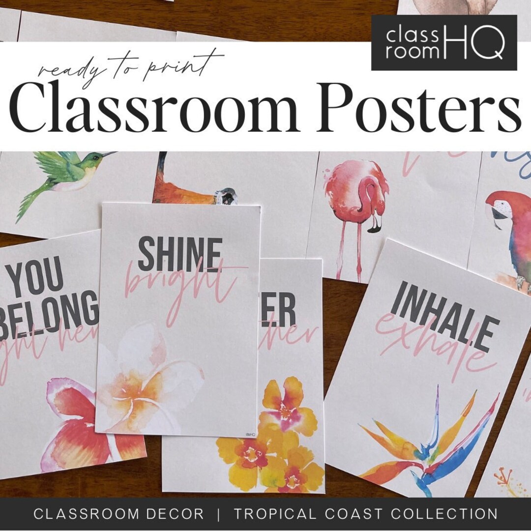 TROPICAL COAST Inspirational Classroom Posters Tropical - Etsy