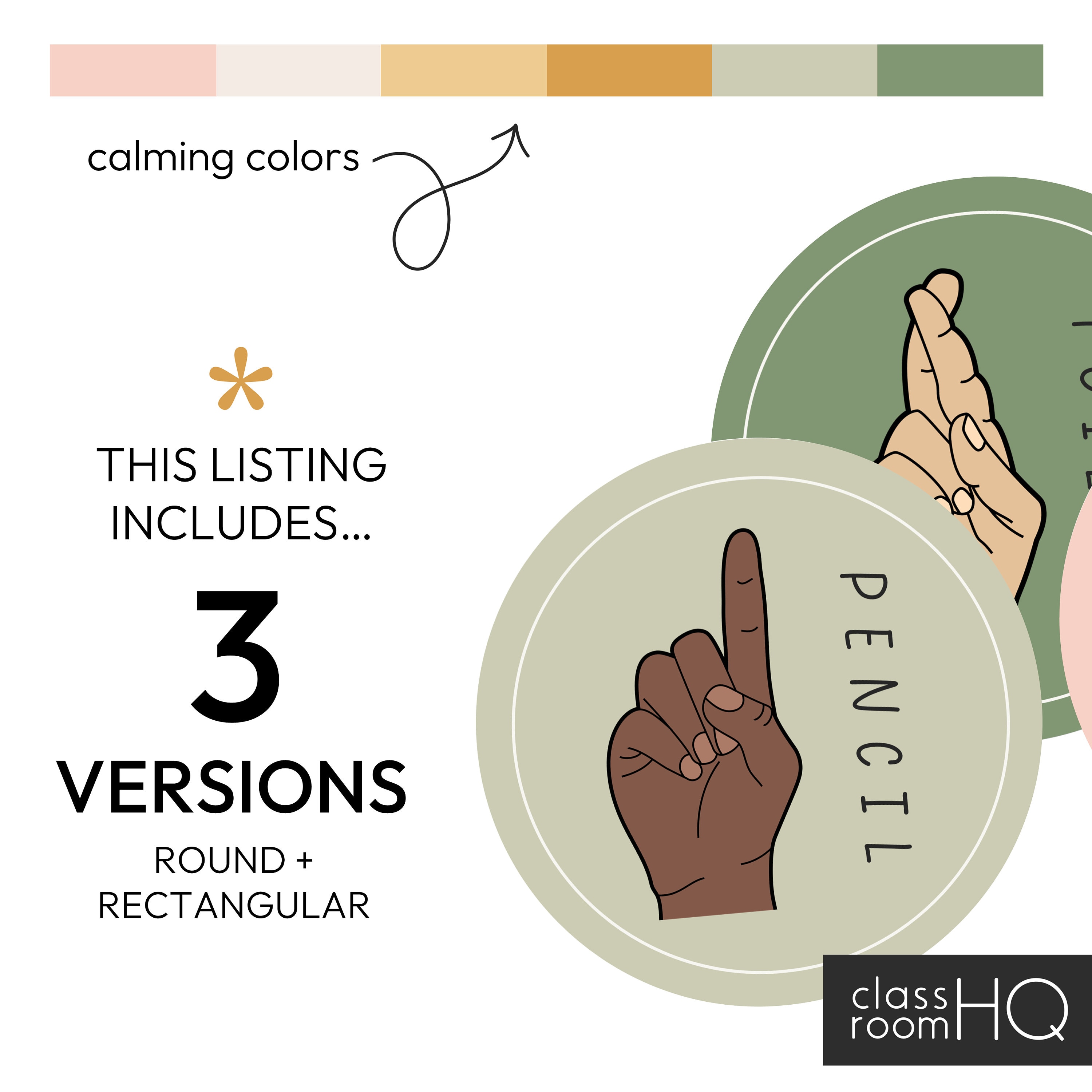 Vintage Retro Daisy Calm Classroom Theme Editable Hand Signal Posters ...