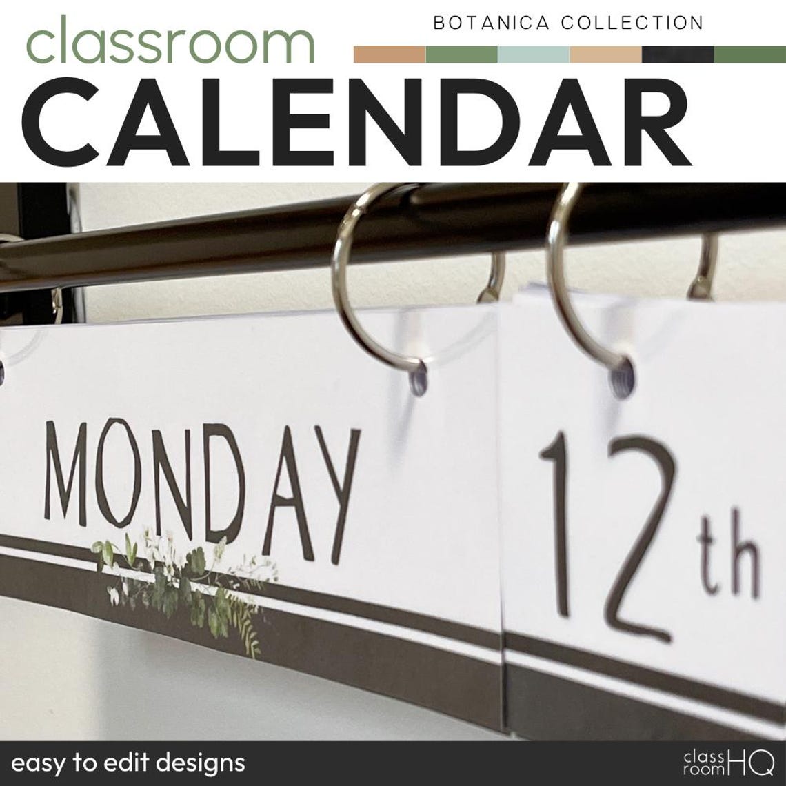 Editable Flip Calendar Classroom | Date Display & Daily Routine ...