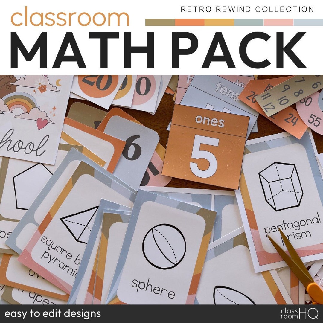 Retro Classroom Decor Math Display Resources Pack | RETRO REWIND ...