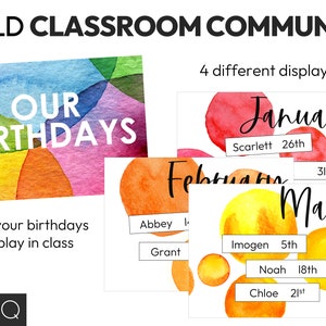 Watercolor Rainbow Theme Class Birthday Display | WATERCOLOR PAINT ...