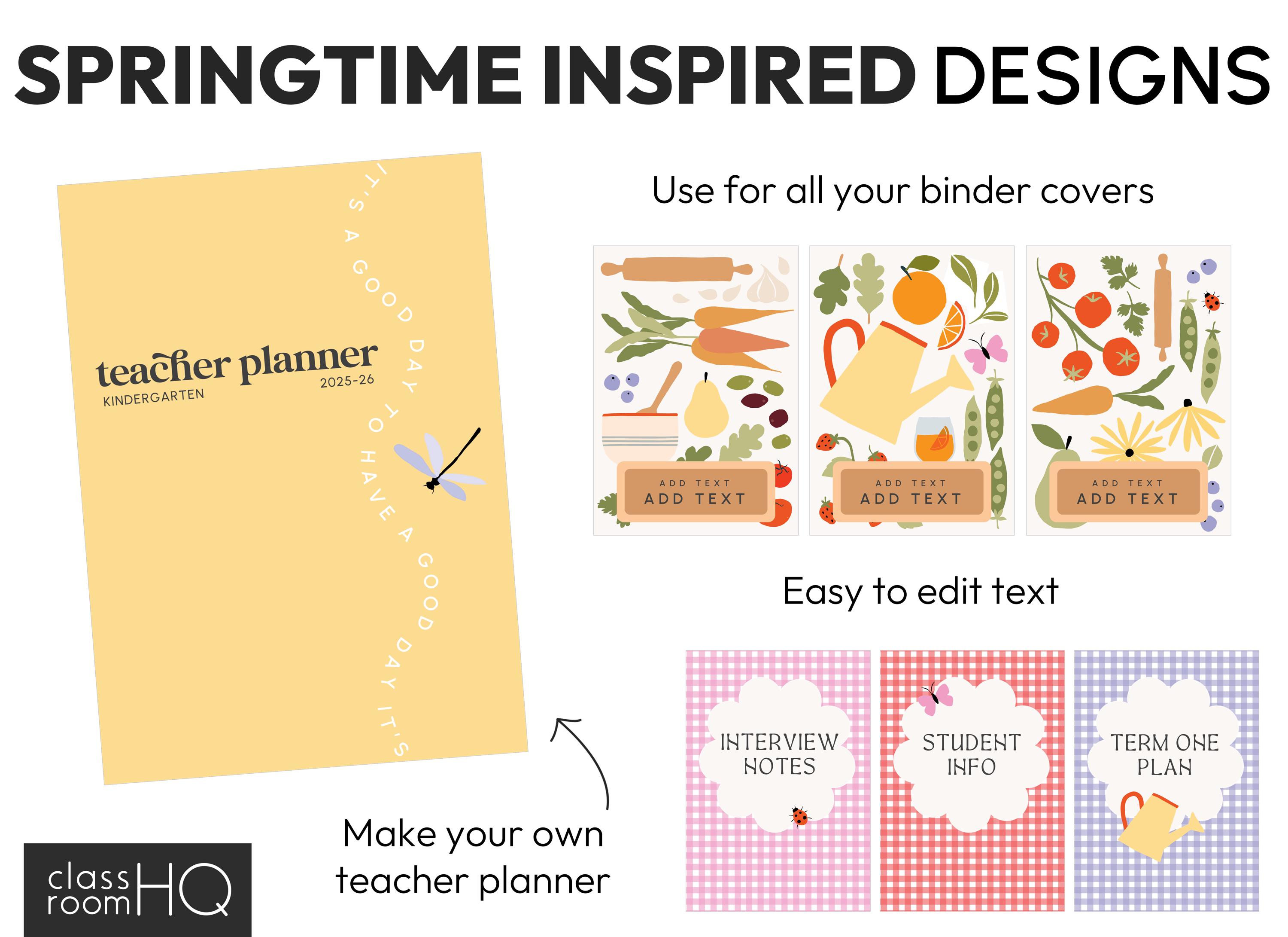 Editable Binder Covers & Student Book Covers | SPRING GARDEN Classroom ...