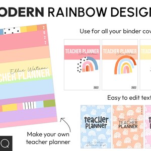 Pastel Modern Rainbow Classroom Decor Editable Binders Covers + Book ...
