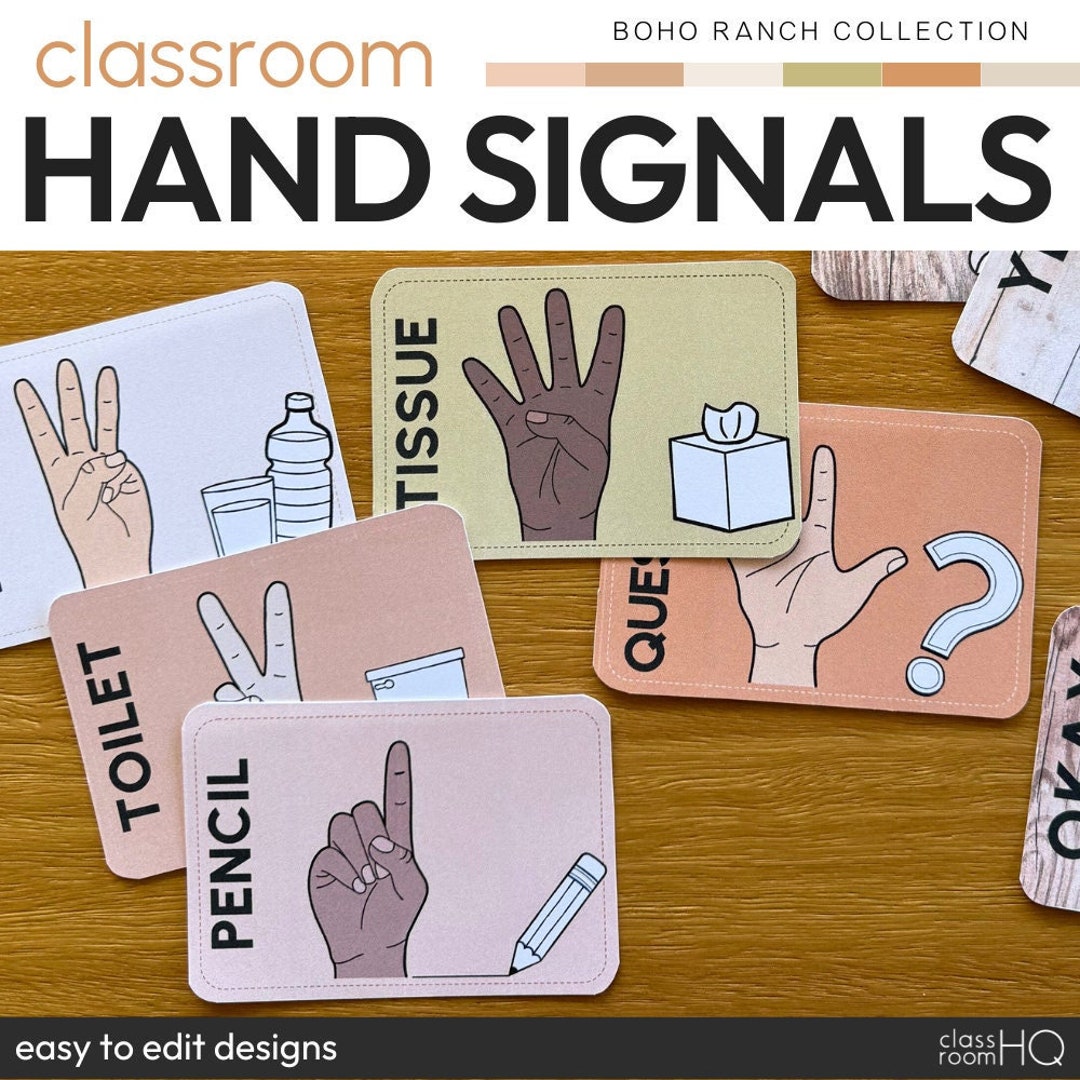 Vintage Southwestern Rustic Boho Classroom Decor Hand Signal Signs ...