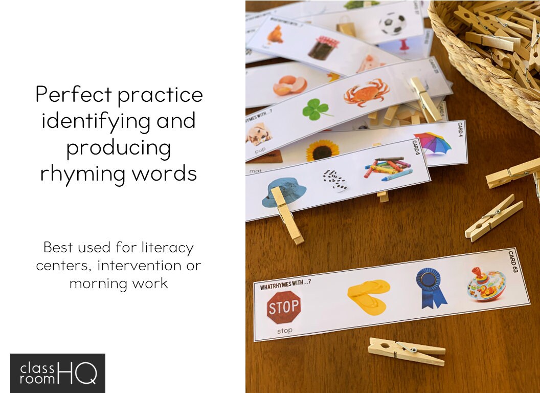 Rhyming Word Clip Cards | Building Phonological Awareness - Etsy