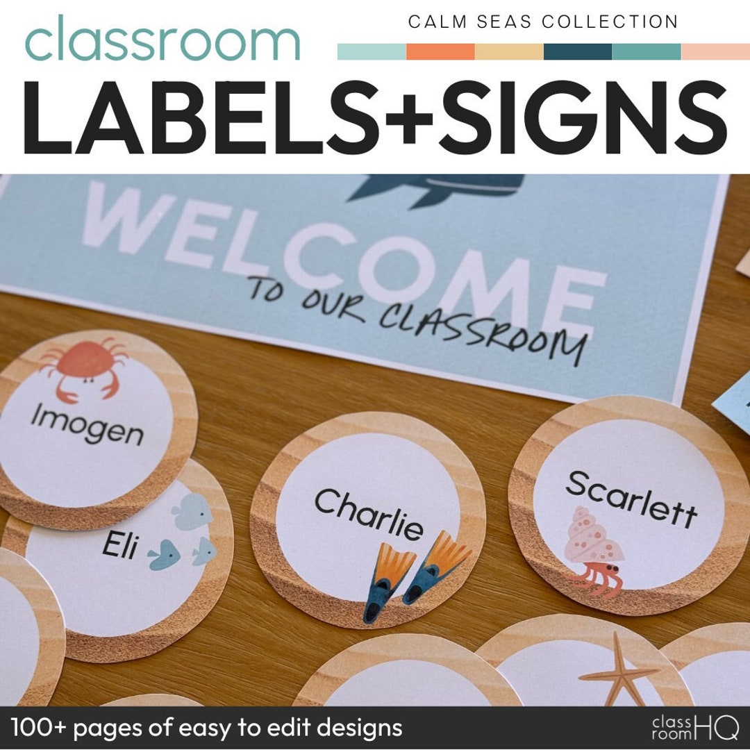 CALM SEAS Classroom Labels + Signs Pack | Ocean Themed Classroom Decor ...