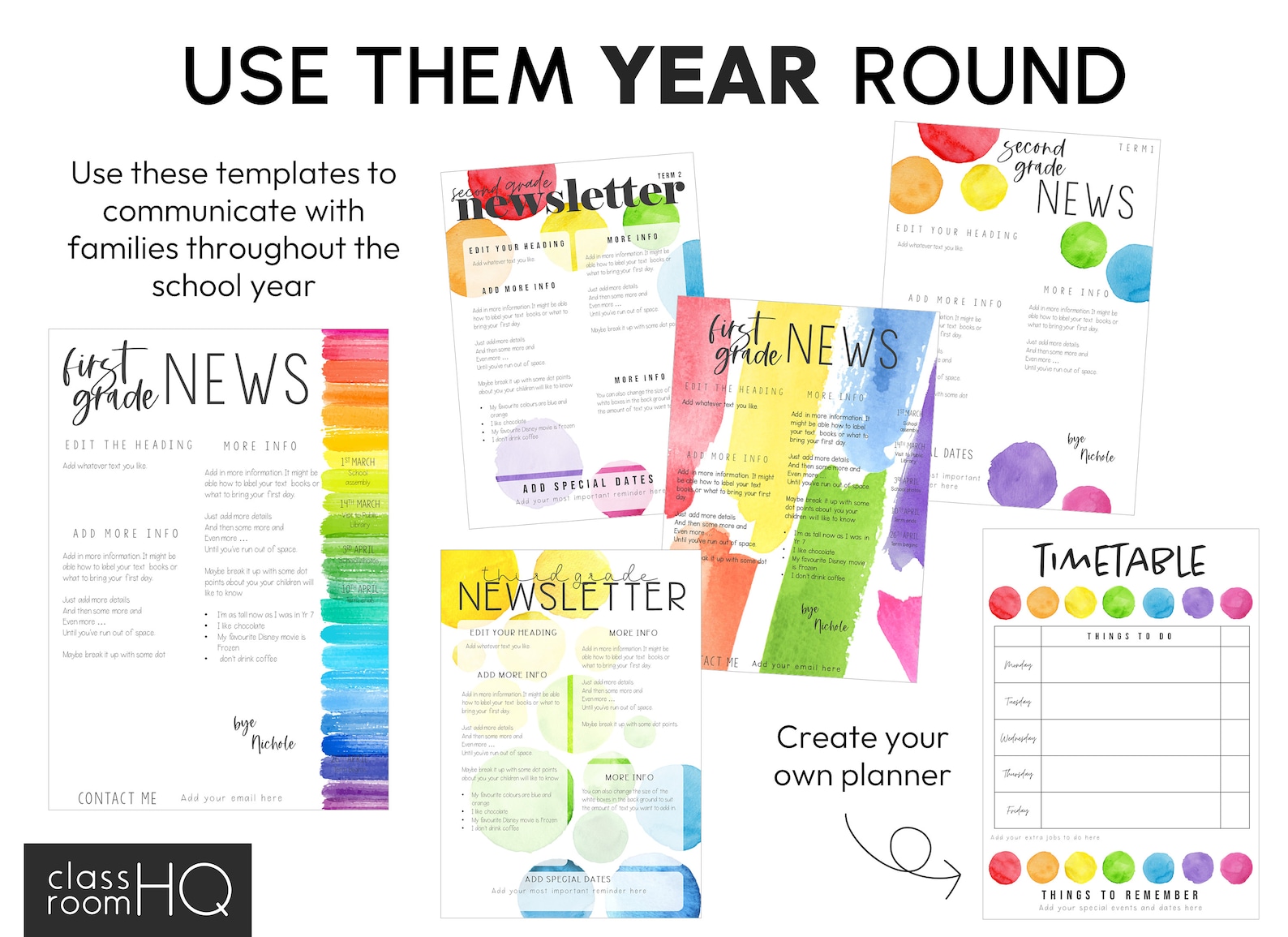 Watercolor Rainbow Theme Classroom Decor Editable Meet the Teacher ...