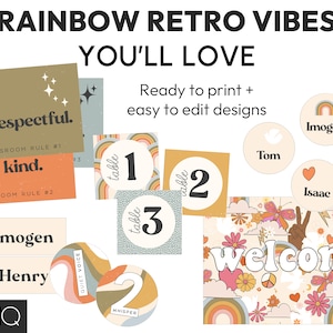 Retro Theme Vintage Rainbow Classroom Decor BUNDLE | RETRO REWIND ...