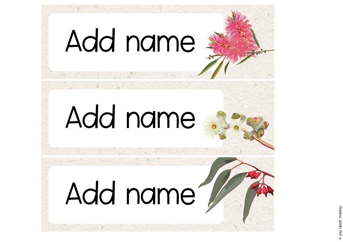 AUSSIE FLORA Editable Desk Plates - Etsy Australia