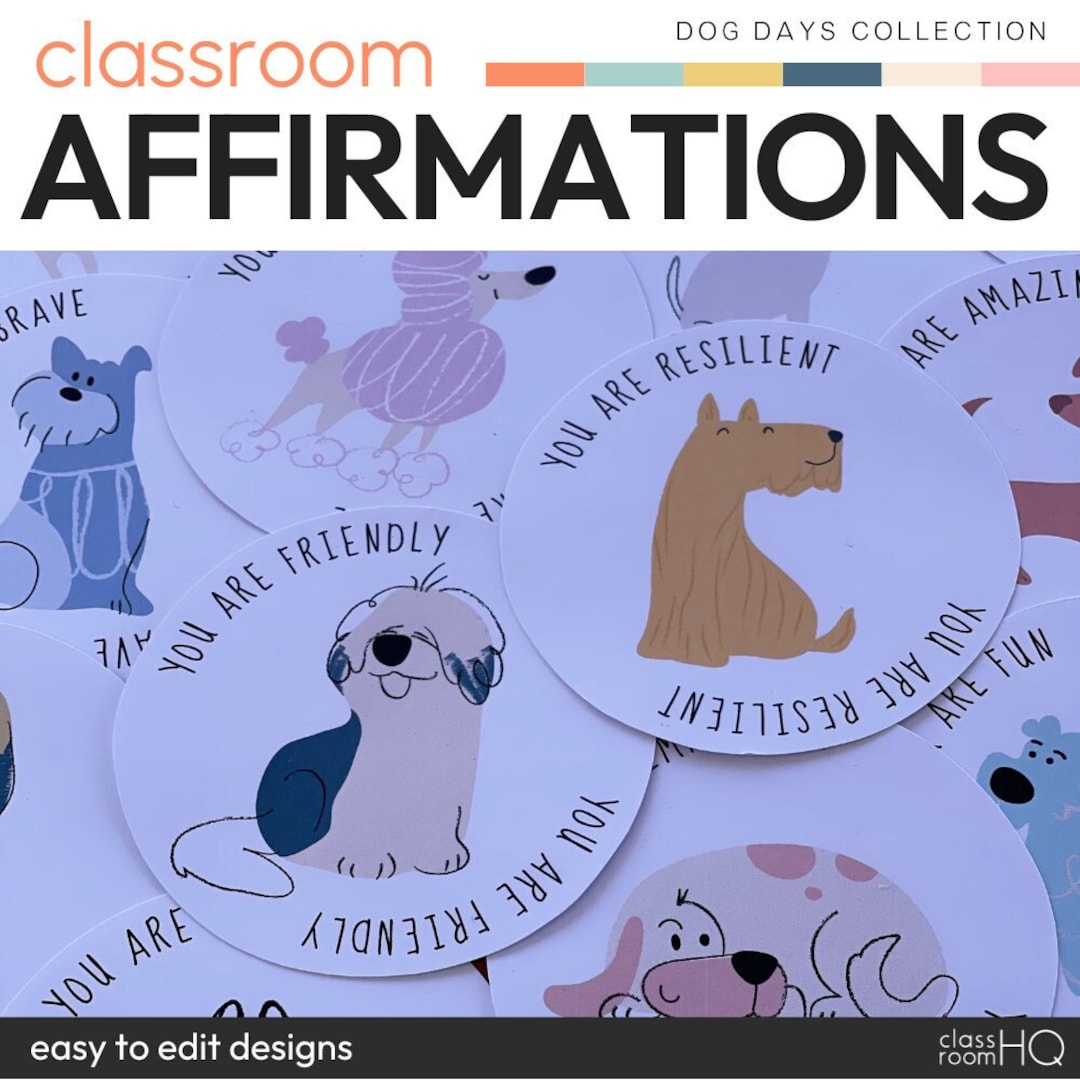 DOG DAYS Affirmation Station Pack | Dog Themed Classroom Decor - Etsy