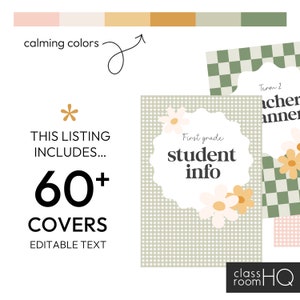 Vintage Retro Daisy Calm Class Theme Editable Binder Covers + Student ...