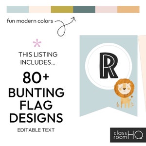 Wild Animal Zoo Theme Classroom Decor Bunting Bulletin Board Letters ...