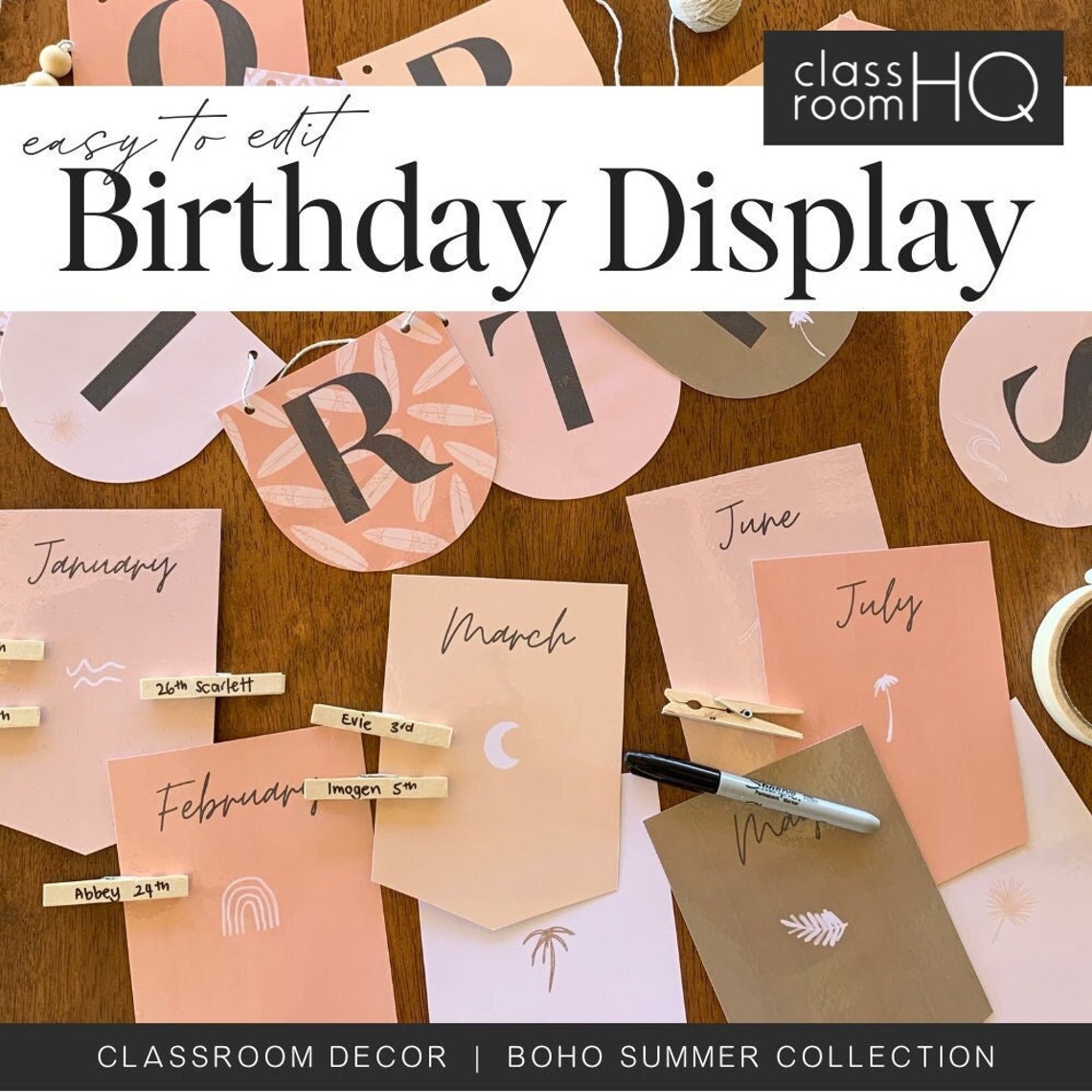 BOHO SUMMER Classroom Birthday Display Pack - Etsy