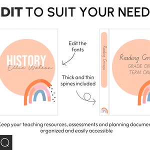 Pastel Modern Rainbow Classroom Decor Editable Binders Covers + Book ...