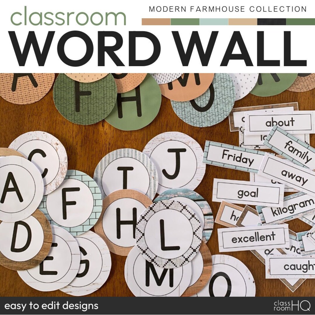 Botanical Greenery Theme Classroom Decor Word Wall Pack | MODERN ...