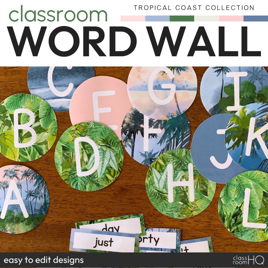 Modern Tropical Classroom Decor Editable Word Wall Pack | TROPICAL ...