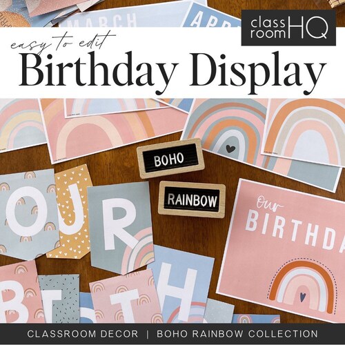 Rainbow Classroom Birthday Display Classroom Decor - Etsy