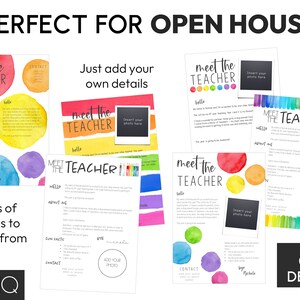 Watercolor Rainbow Theme Classroom Decor Editable Meet the Teacher ...