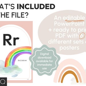 Modern Neutral Rainbow Editable Alphabet Posters BOHO RAINBOW Classroom ...