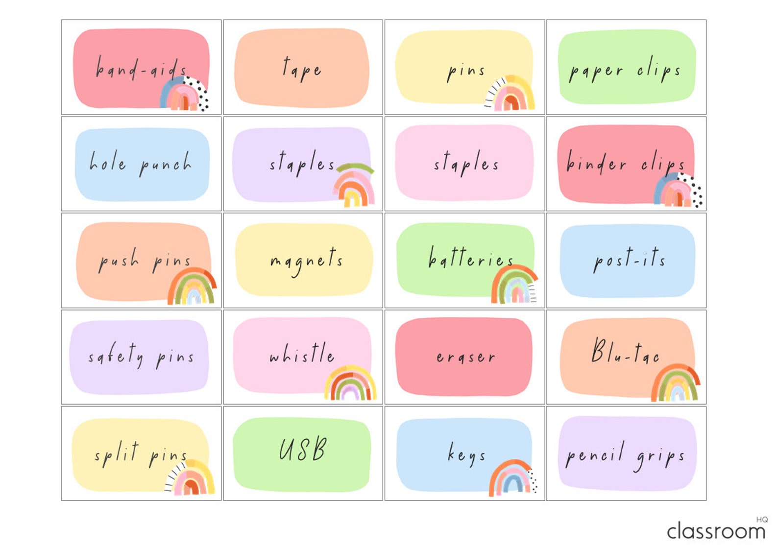 Pastel Modern Rainbow Classroom Decor Editable Teacher Toolbox Labels ...